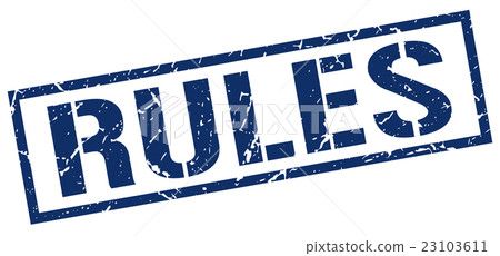 rules blue grunge square vintage rubber stamp - Stock Illustration ...