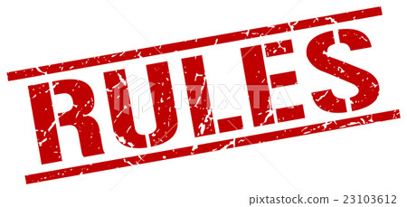 rules red grunge square vintage rubber stamp - Stock Illustration ...