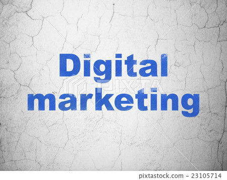 Advertising concept: Digital Marketing on wall - Stock Illustration ...
