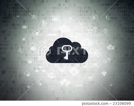 Cloud networking concept: Cloud With Key on - Stock Illustration ...