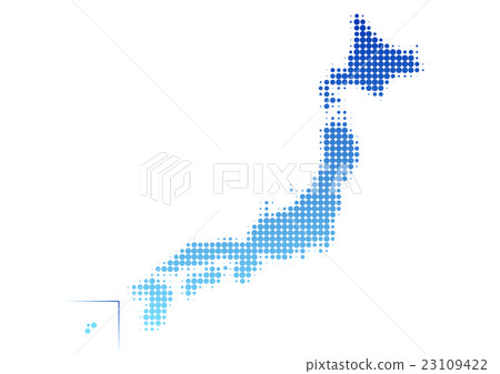 Japan map dot illustration blue gradation - Stock Illustration ...