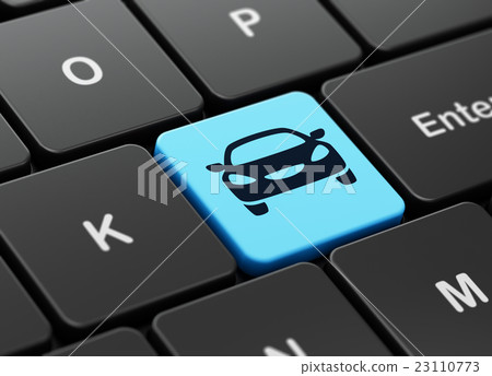 Tourism concept: Car on computer keyboard - Stock Illustration ...
