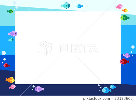 Square frame with colorful underwater fish - Stock Illustration ...