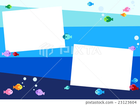 Square frame with colorful underwater fish - Stock Illustration ...