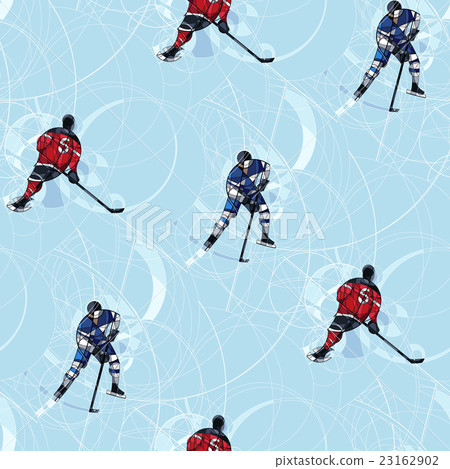 Ice hockey players seamless pattern - Stock Illustration [23162902] - PIXTA