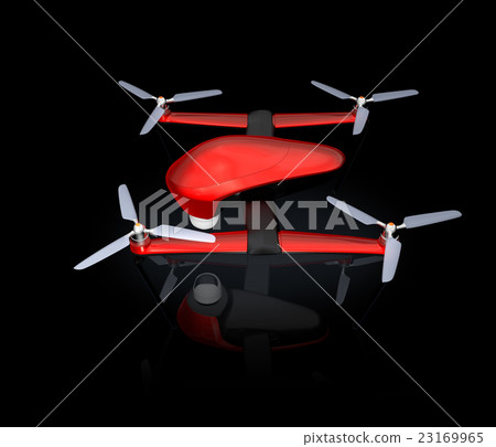 Metallic red drone on black background - Stock Illustration [23169965 ...
