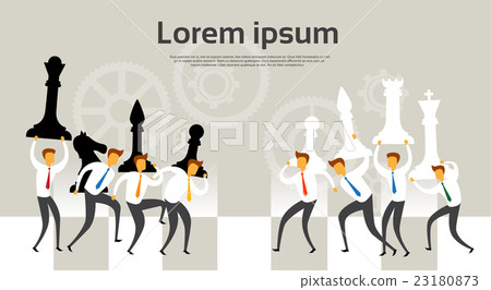 Business People Team Hold Chess Figures Battle - Stock Illustration ...