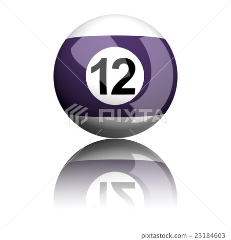 Billiard Ball Number 12 3D Rendering - Stock Illustration [23184603 ...