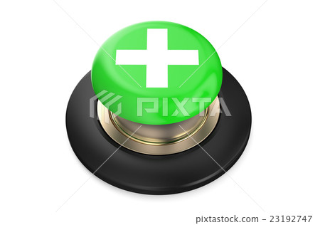 plus or cross green push button, 3D rendering - Stock Illustration ...