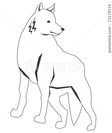 black line wolf icon - Stock Illustration [23219514] - PIXTA