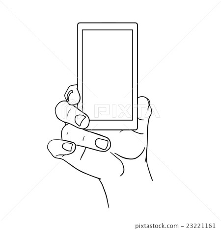 Hand Holding Mobile, front view. Vector - Stock Illustration [23221161 ...