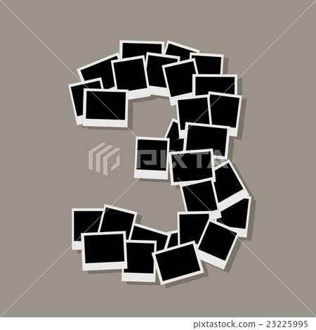 Number three made from photo frames, insert your-插圖素材 [23225995] - PIXTA圖庫