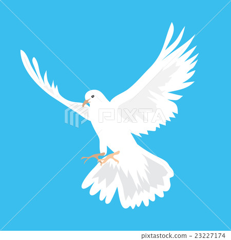 Beautiful white dove flying way up in a blue sky - Stock Illustration ...