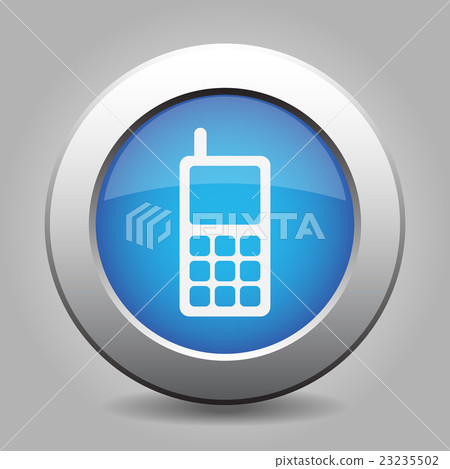 blue metal button with old mobile phone - Stock Illustration [23235502 ...