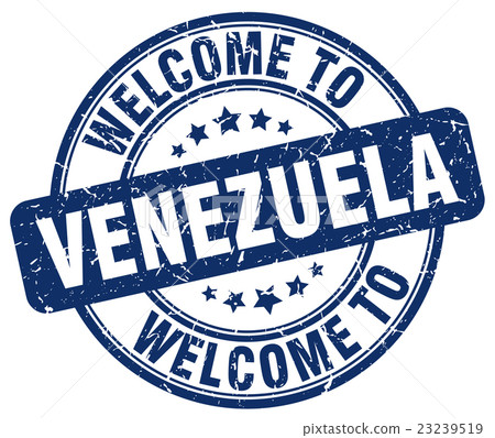 welcome to Venezuela blue round vintage stamp - Stock Illustration ...