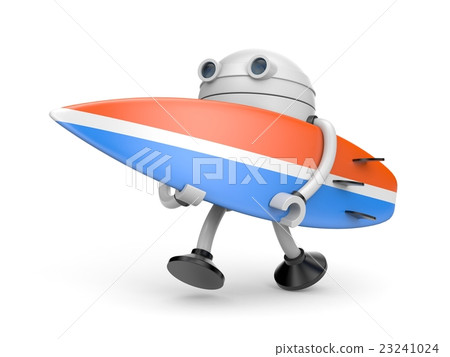 The robot hurries to surf. 3d illustration-插圖素材 [23241024] - PIXTA圖庫