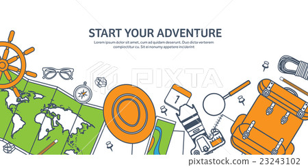 Travel and tourism. Flat style. World, earth map - Stock Illustration ...