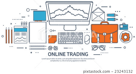 Vector illustration. Flat background. Market trade - Stock Illustration ...