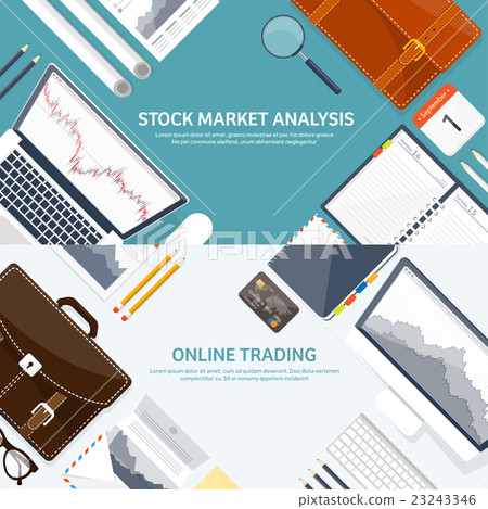 Vector illustration. Flat background. Market trade - Stock Illustration ...