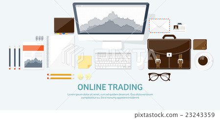Vector illustration. Flat background. Market trade - Stock Illustration ...