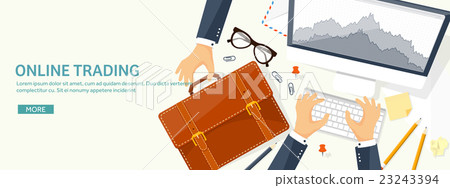 Vector illustration. Flat background. Market trade - Stock Illustration ...