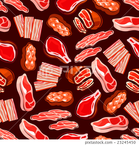 Seamless beef and pork meat delicacies pattern - Stock Illustration ...
