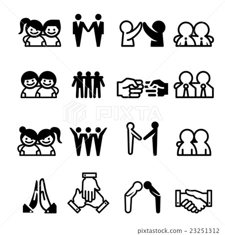 Friend Friendship Relationship Teamwork Icon set - Stock Illustration ...