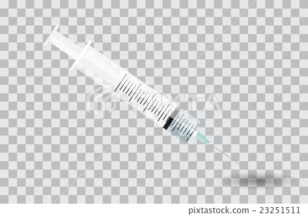 Syringe with needle on transparent background - - Stock Illustration ...