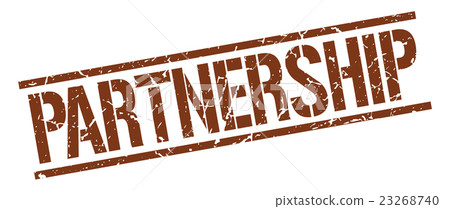 partnership brown grunge square rubber stamp - Stock Illustration ...