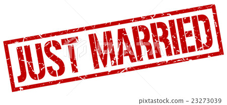 just married red grunge square rubber stamp - Stock Illustration [23273039] - PIXTA