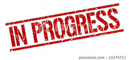 in progress red grunge square vintage rubber stamp - Stock Illustration ...