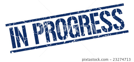 in progress blue grunge square rubber stamp - Stock Illustration ...