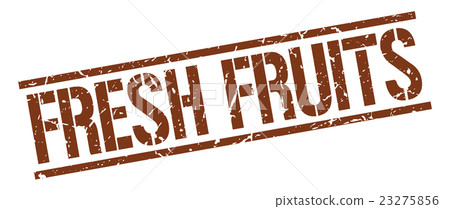 fresh fruits brown grunge square rubber stamp - Stock Illustration ...