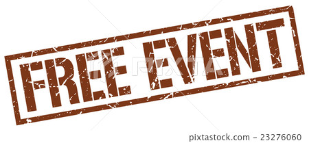 free event brown grunge square rubber stamp - Stock Illustration ...