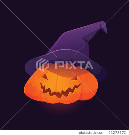 Jack 'O Lantern Pumpkin wearing Witch Hat - Stock Illustration ...