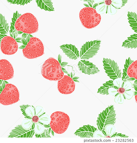 Seamless strawberry pattern on white background - Stock Illustration ...