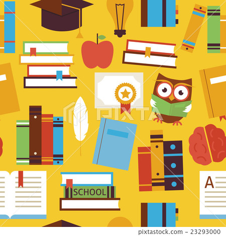 Flat Seamless Pattern Education Books Knowledge - Stock Illustration ...