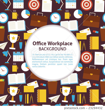 Flat Vector Pattern Office Workplace Background - Stock Illustration ...