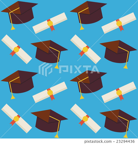 Seamless Pattern Graduate from School Hat Diploma - Stock Illustration ...