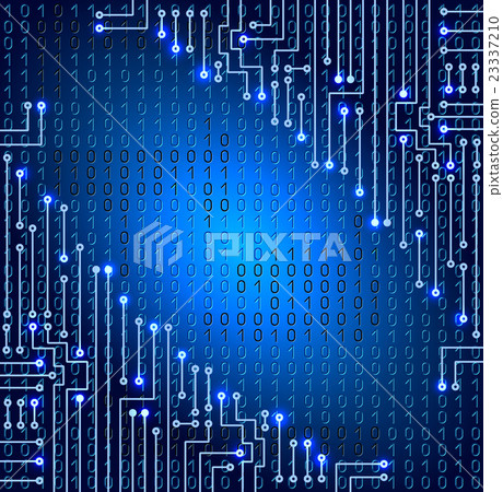 Drawing modern electronic circuit and binary code - Stock Illustration ...