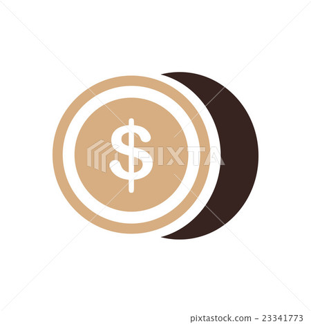Coin Flat icon and Logo design brown color - Stock Illustration ...