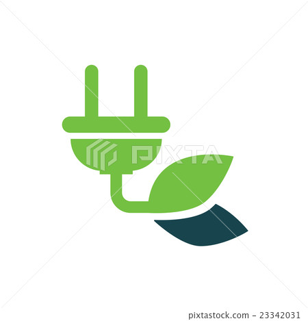 plug and leaf icon green - Stock Illustration [23342031] - PIXTA