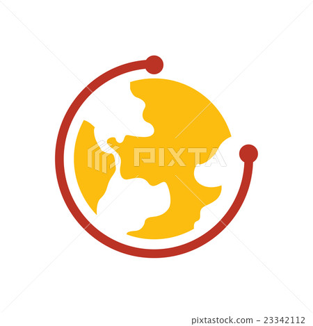Earth Icon design yellow and red color - Stock Illustration [23342112 ...