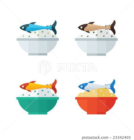 Rice with fish Vector - Stock Illustration [23342405] - PIXTA