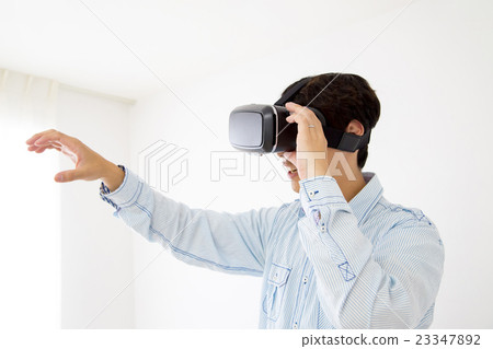 VR Virtual Reality Male Man People Copy Space... - Stock Photo ...