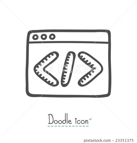 Coding Doodle Icon. Hand Drawn Doodle Icon. - Stock Illustration ...