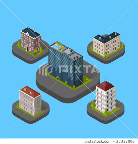 Isometric Building Set Isolated - Stock Illustration [23352096] - PIXTA