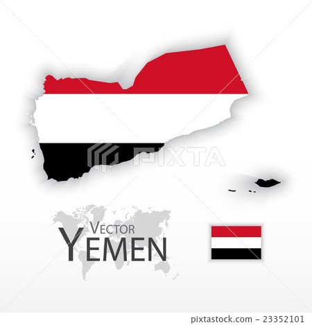 Yemen ( Republic of Yemen ) ( flag and map ) - Stock Illustration ...