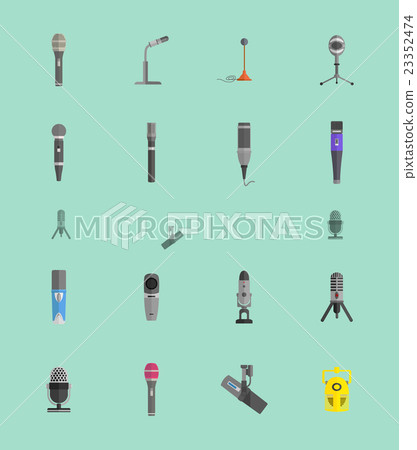 Microphone Set Design Flat Isolated - Stock Illustration [23352474] - PIXTA