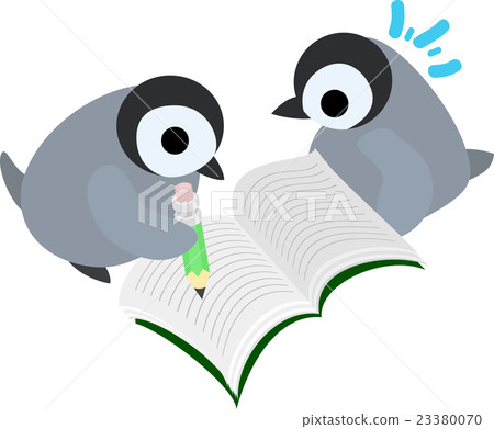 Cute baby penguins and notes - Stock Illustration [23380070] - PIXTA